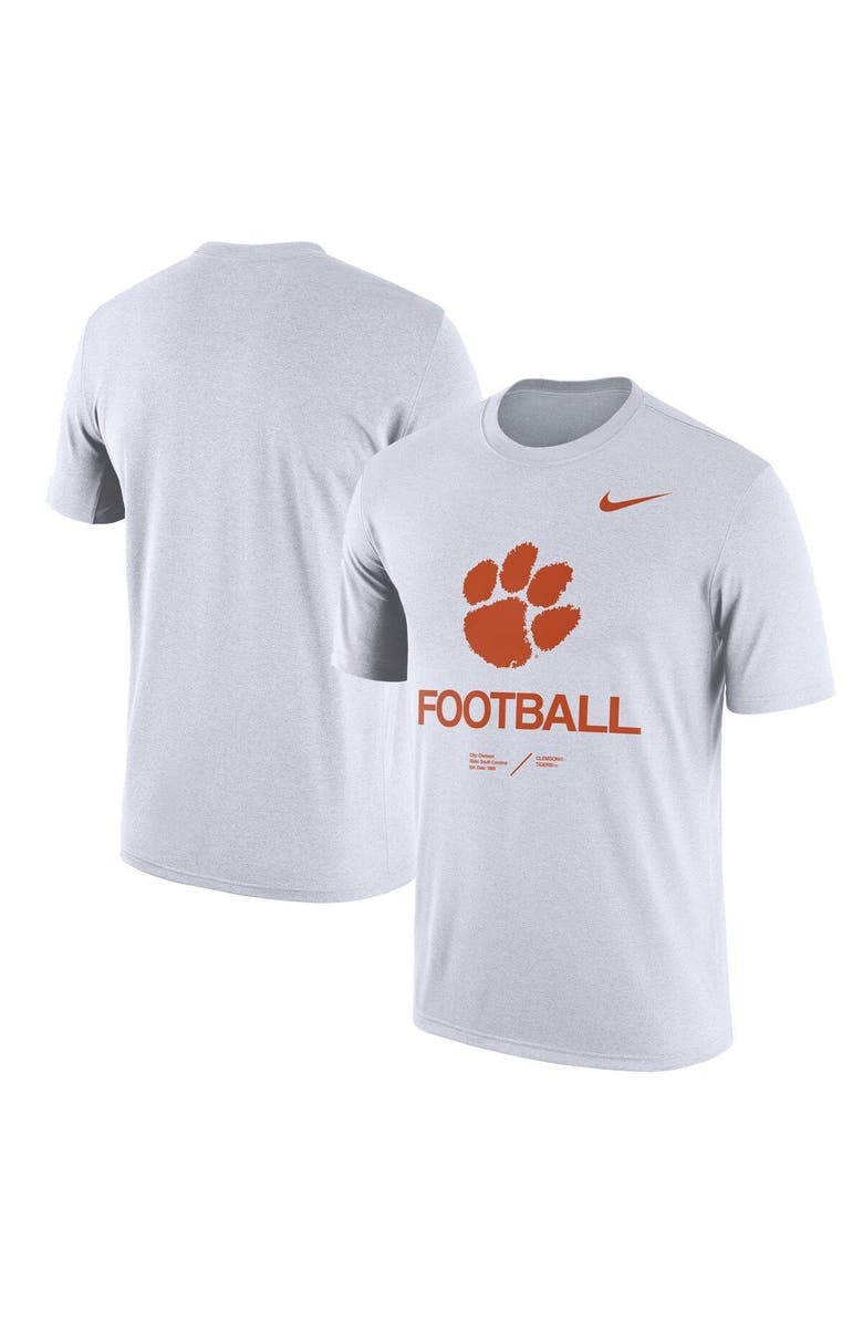 Nike Men's Nike Heathered White Clemson Tigers Team Football Legend T ...