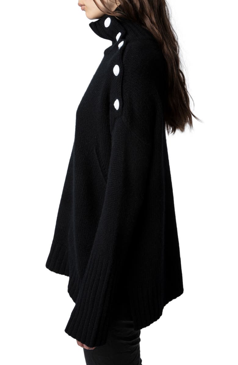 Zadig & Voltaire Alma Button Shoulder Cashmere Turtleneck Sweater ...