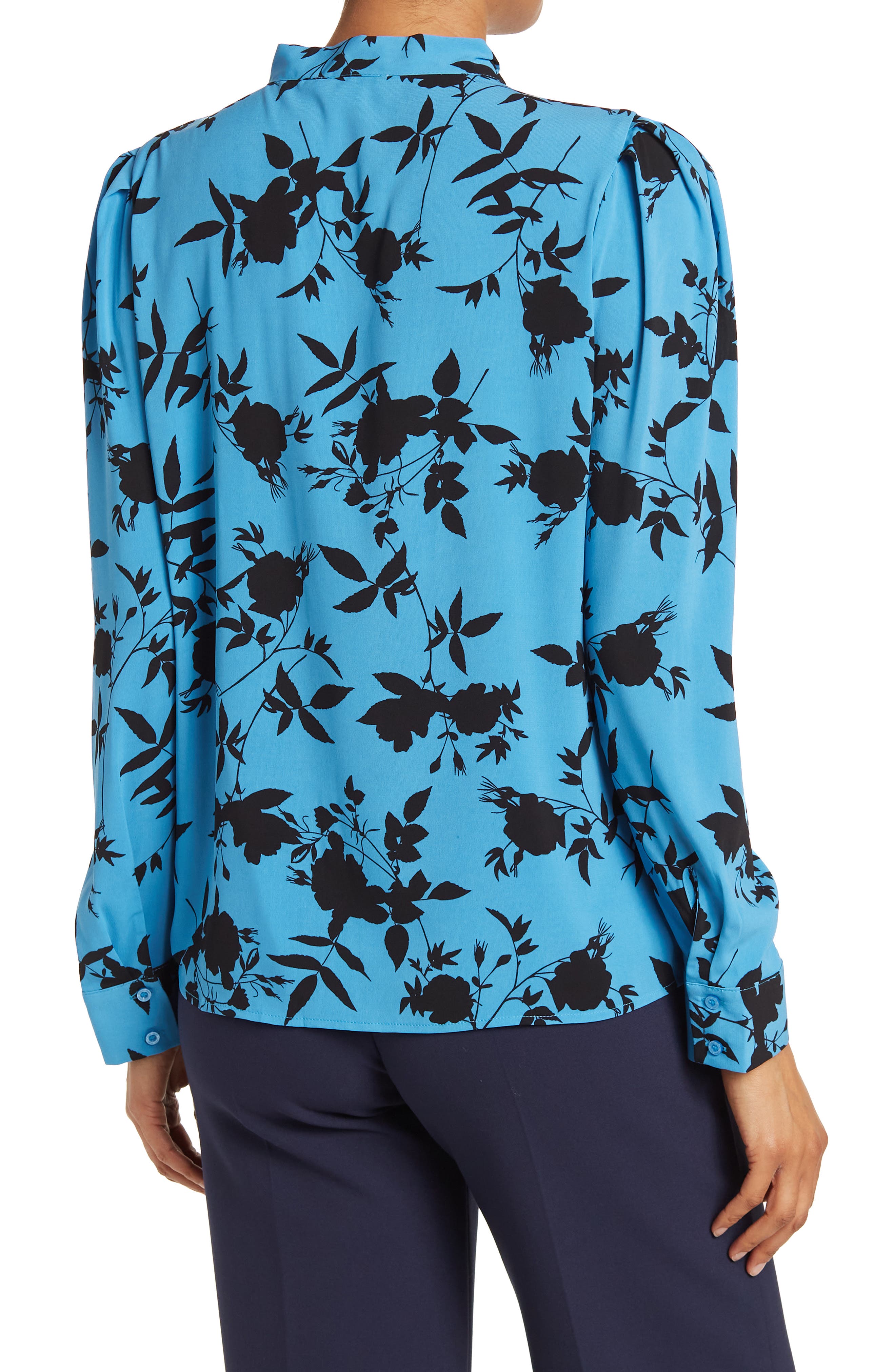 Calvin Klein Printed Long Sleeve Tie Neck Top | Nordstromrack