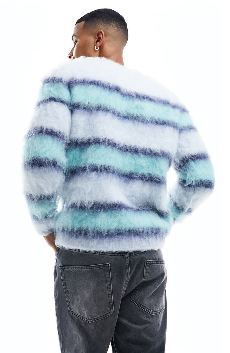 ASOS DESIGN Stripe Fluffy Oversize Sweater | Nordstromrack