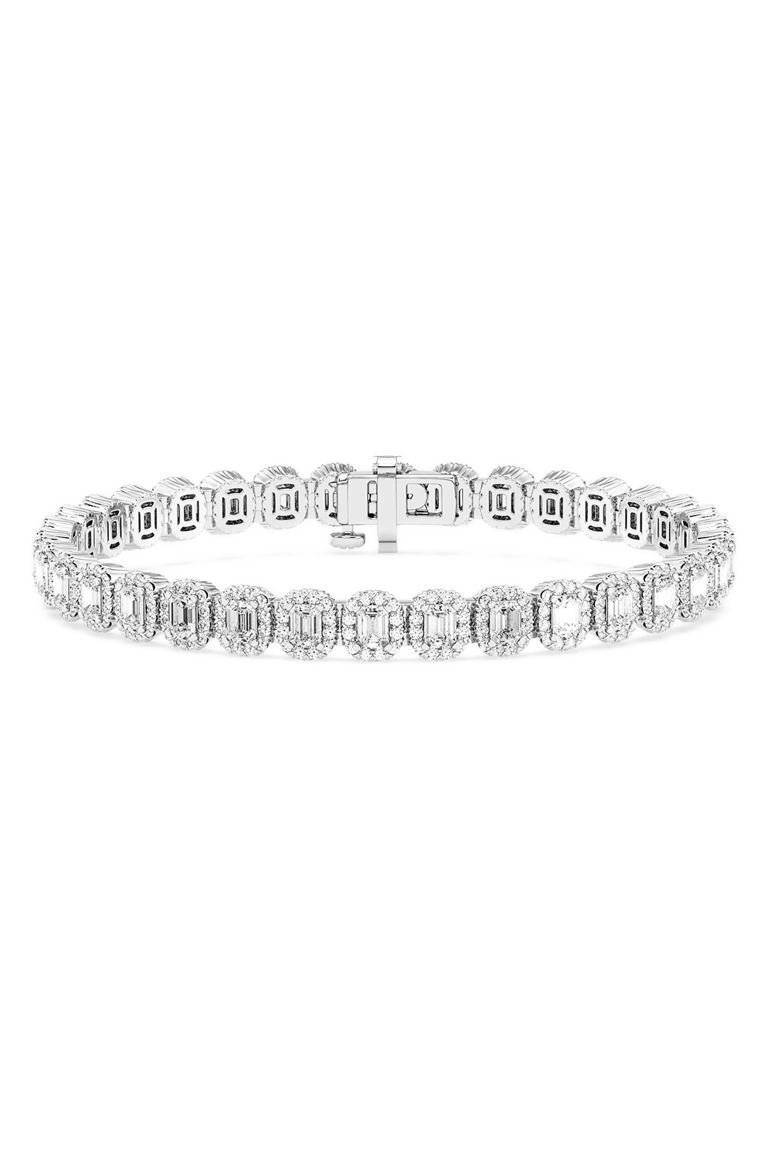 Badgley Mischka Collection 14K White Gold Near Lab Grown Square Pavé ...