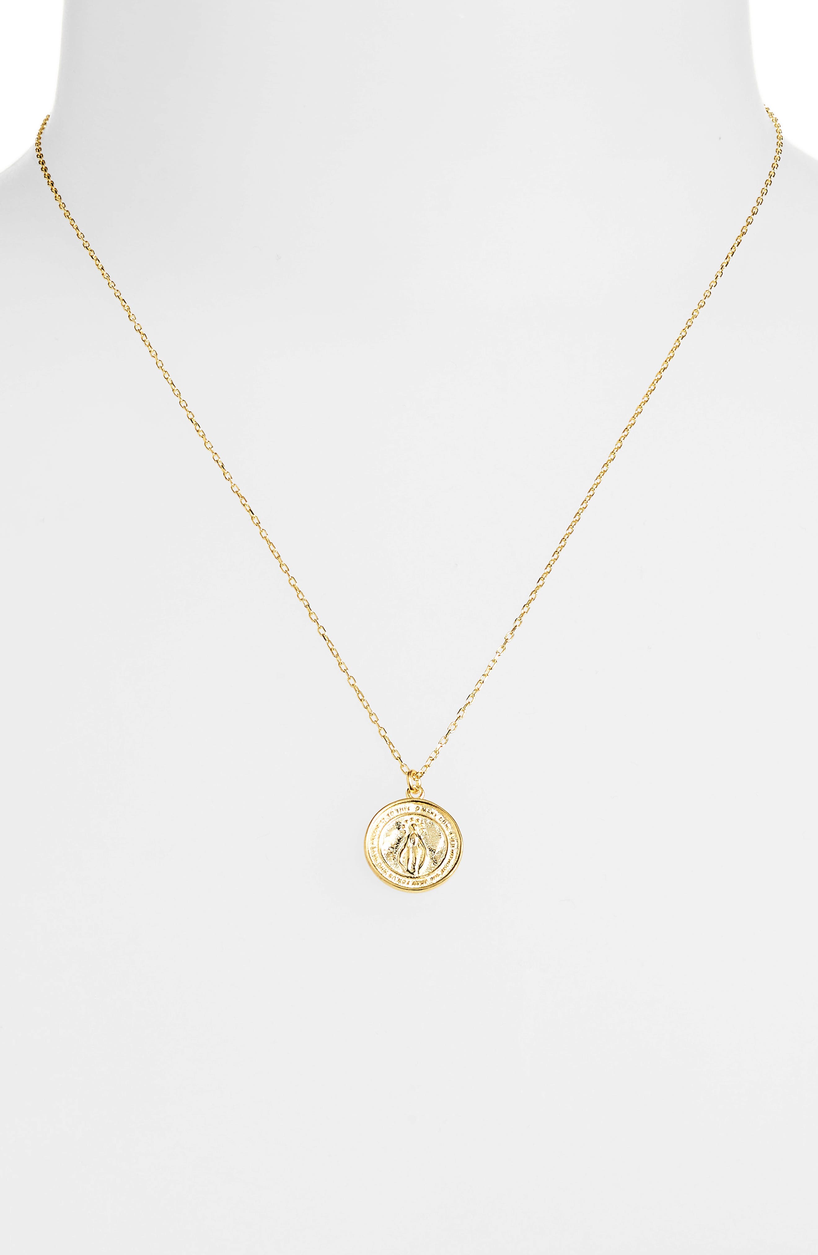 Argento Vivo Sterling Silver Virgin Mary Coin Pendant Necklace | Nordstrom