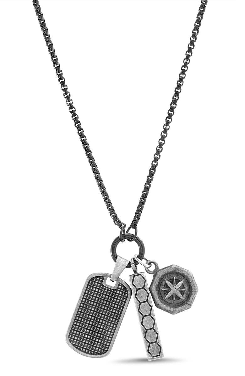 Maison Kitsuné Men's Stainless Steel Dog Tag, Bar & Compass Pendant ...