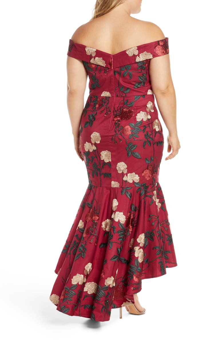 Chi Chi London Curve Osia Floral Embroidered Off the Shoulder Mermaid ...
