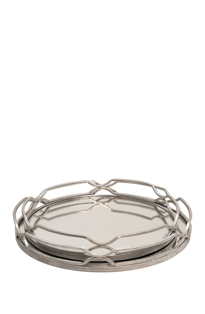 SAGEBROOK HOME Silver Leaf Metal Round Trays - Set of 2 | Nordstromrack
