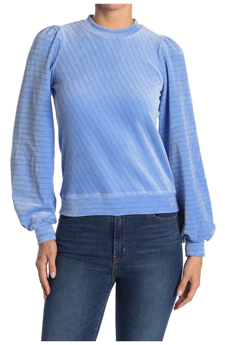 Ganni Velvet Jersey Puff Sleeve Top | Nordstromrack