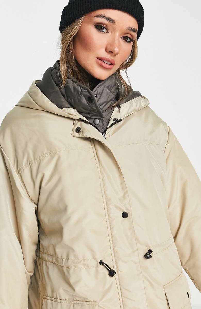 ASOS DESIGN Quilted Hybrid Parka Coat | Nordstromrack