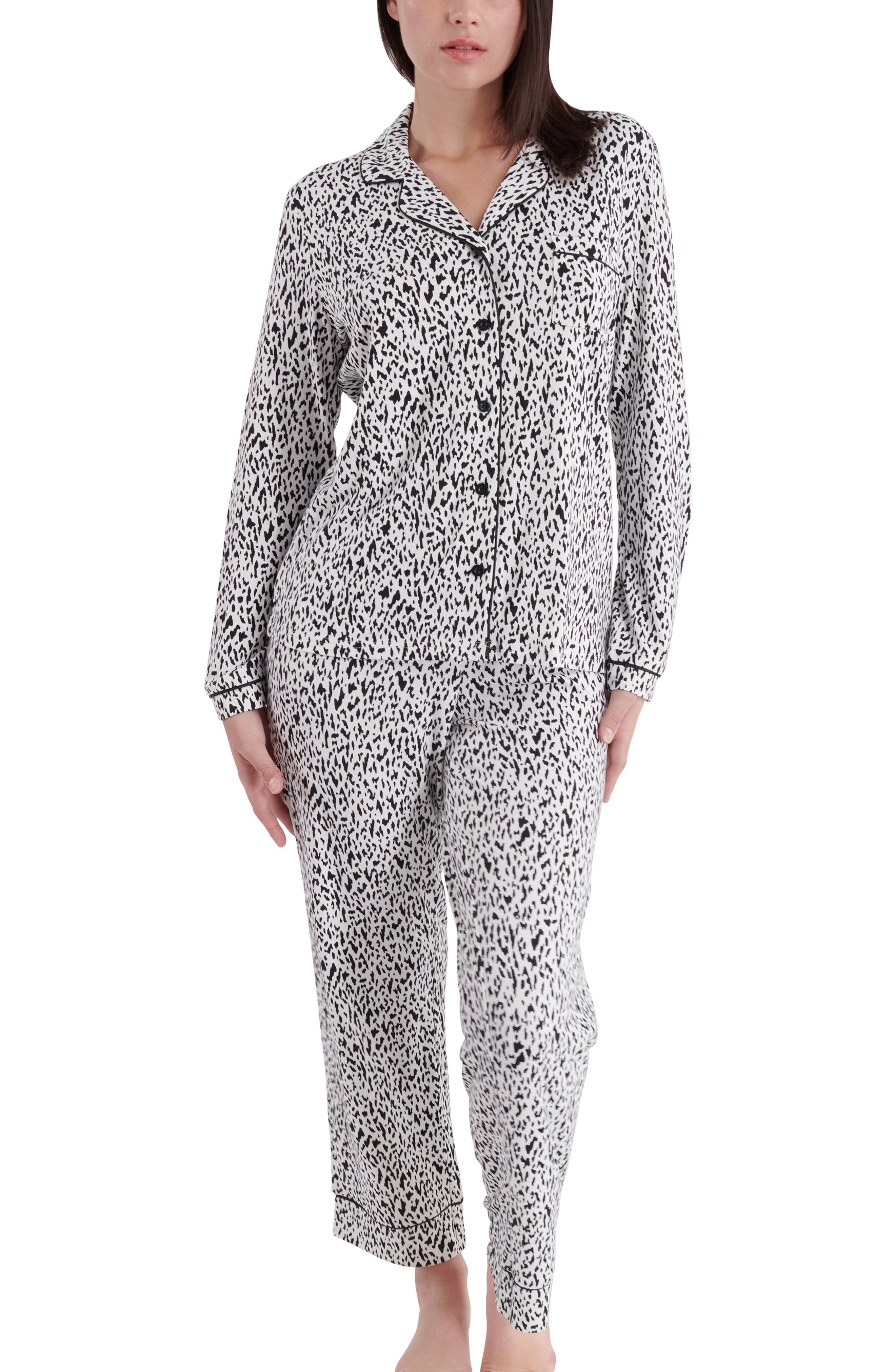 Nicole Miller Animal Print Long Sleeve Top & Pants Pajama Set ...