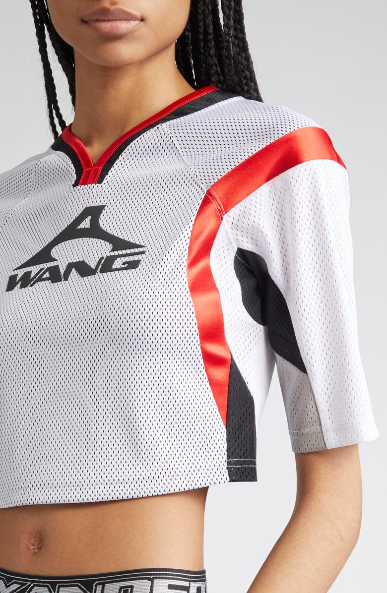 Alexander Wang Reflective Logo Shrunken Hockey Jersey | Nordstrom