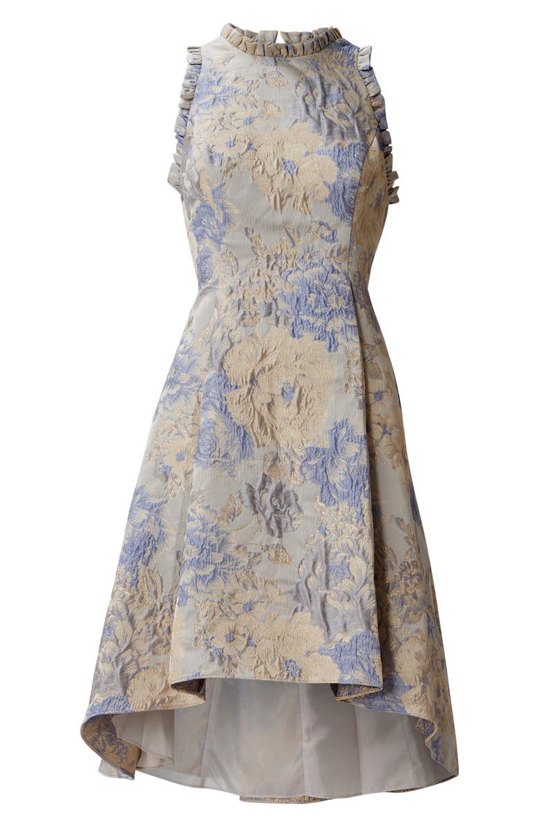Adrianna Papell Ruffle Metallic Jacquard Sleeveless Fit & Flare Dress ...