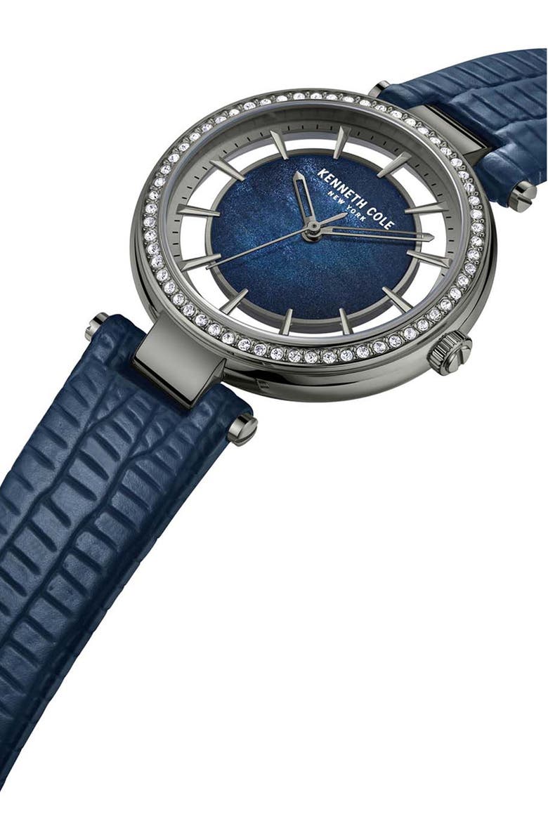 Kenneth Cole Transparency Leather Strap Watch, 34mm | Nordstromrack
