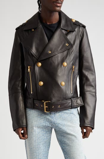 Balmain Lambskin Leather Moto Jacket | Nordstrom