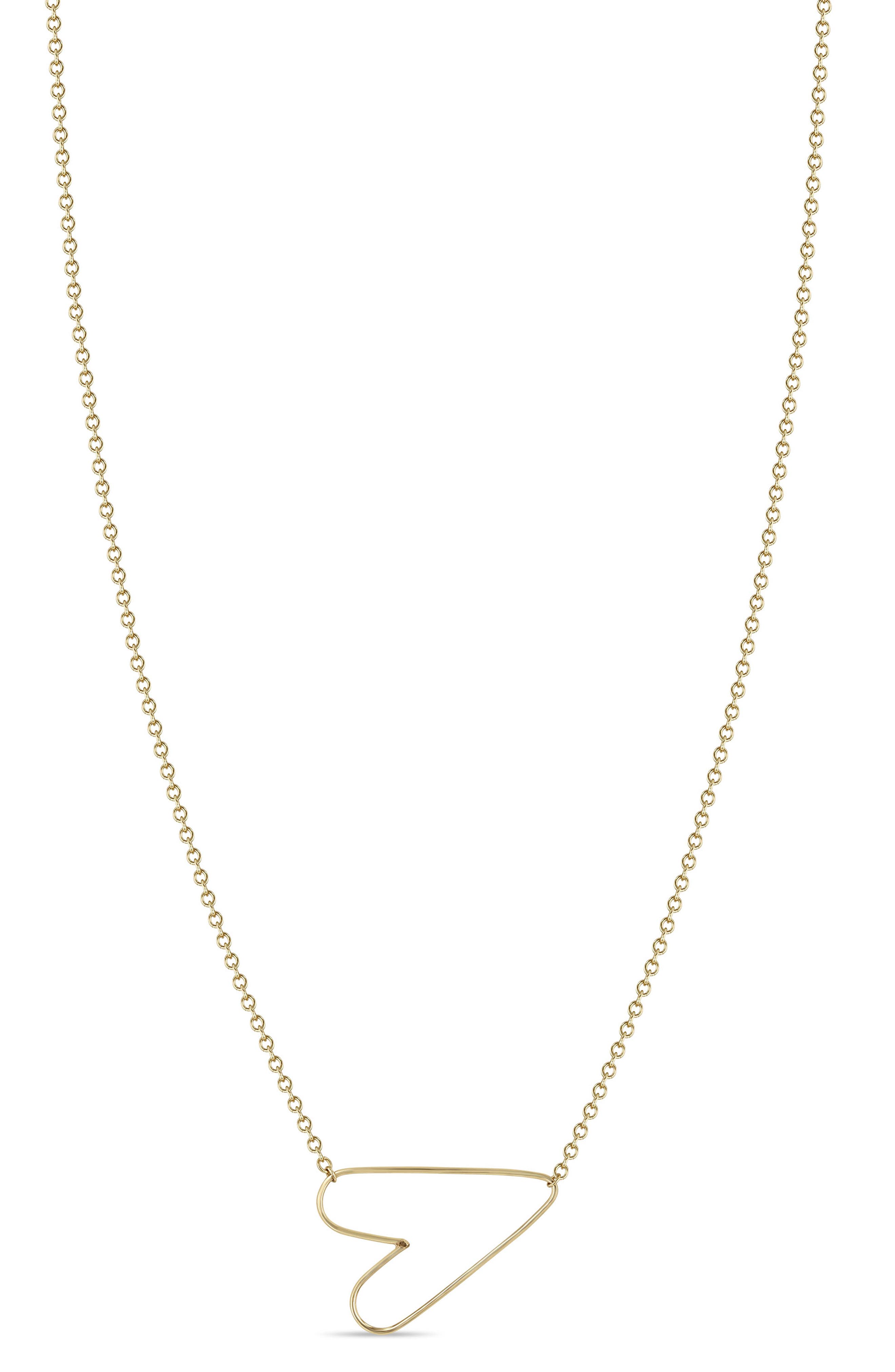 Zoë Chicco Tiny Open Horizontal Heart Pendant Necklace | Nordstrom
