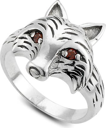 SAMUEL B. Sterling Silver Garnet Eyes Fox Ring | Nordstromrack