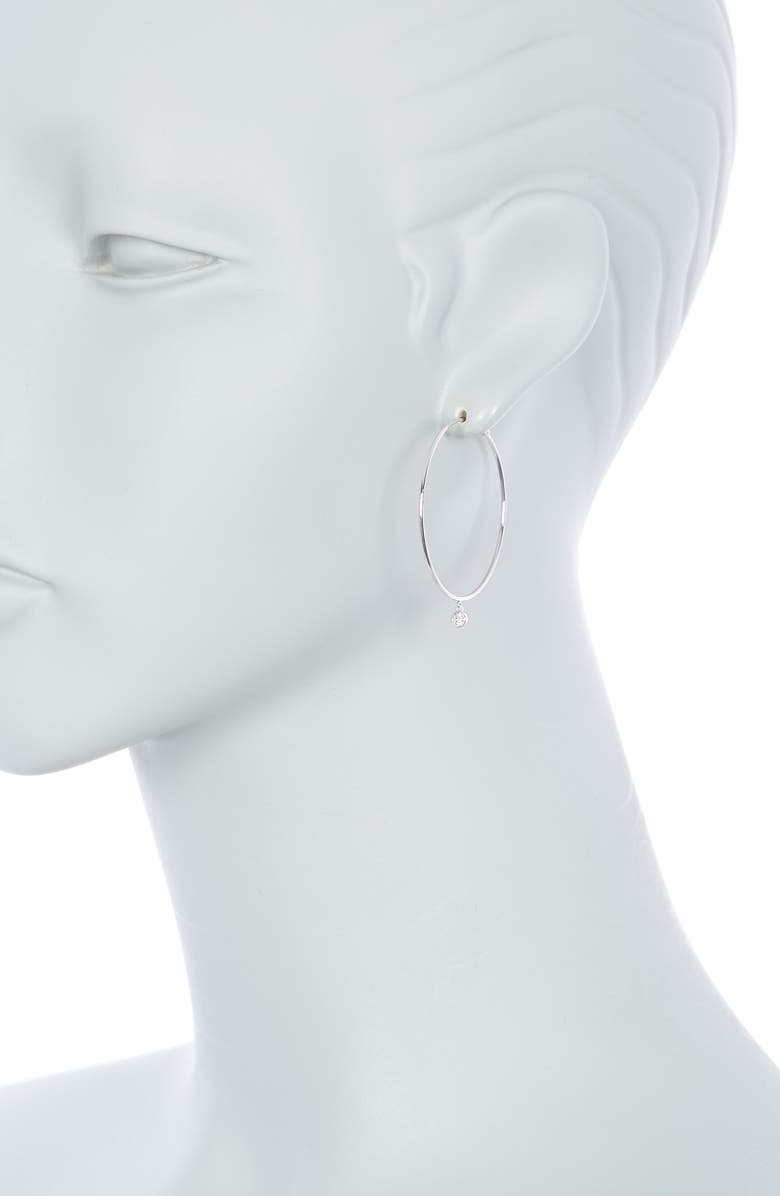 EF Collection 14K White Gold Crystal Bezel Drop 38mm Perfect Hoop ...