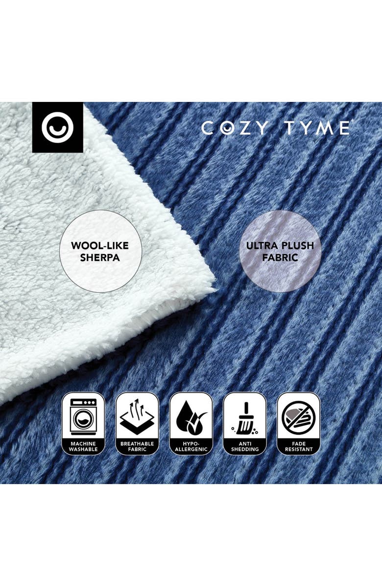 INSPIRED HOME Cozy Tyme Tanesha Flannel Reversible Jacquard Throw 60" x ...