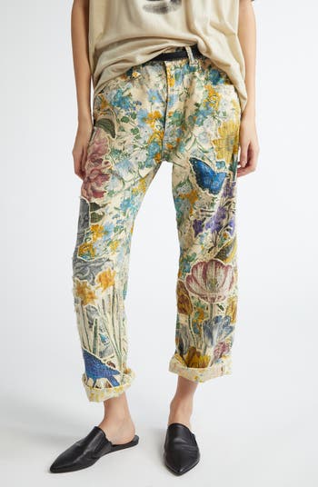 R13 Floral Appliqué X-Boyfriend Pants | Nordstrom