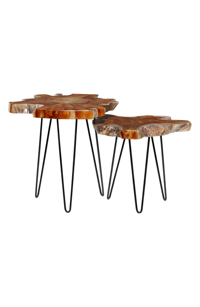 GINGER BIRCH STUDIO Brown Teak Wood Contemporary Accent Table with ...