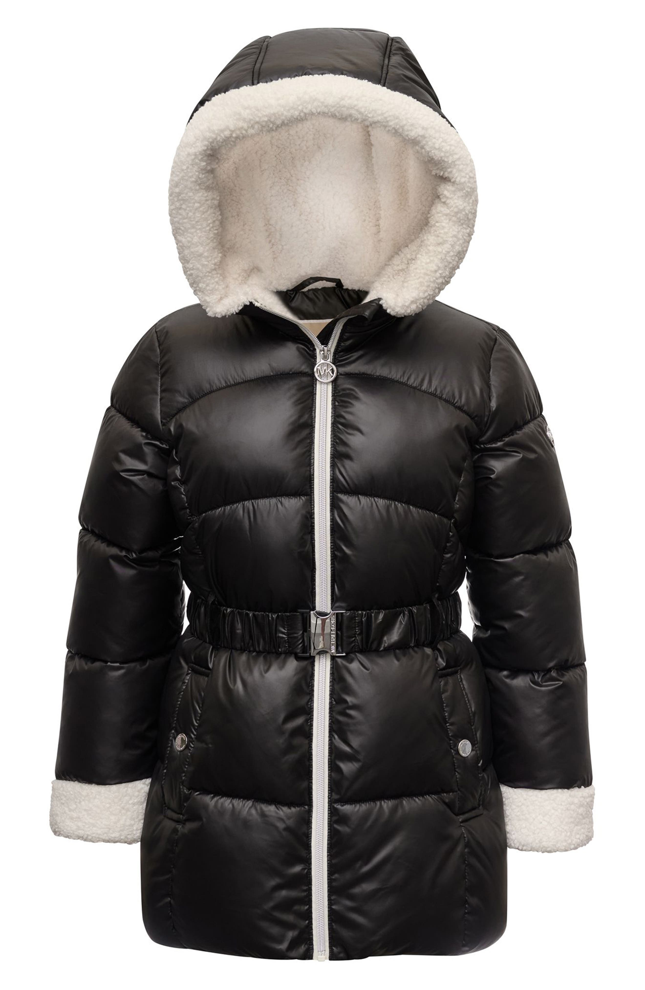 Michael Kors Kids' Faux Shearling Belted Stadium Jacket | Nordstromrack