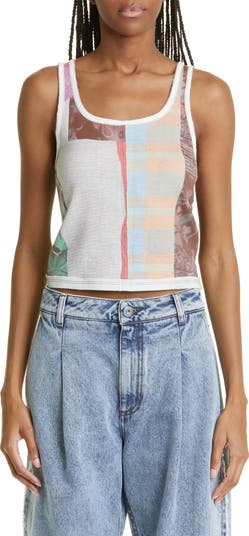 Eckhaus Latta Patch Print Lapped Cotton Jersey Tank | Nordstrom