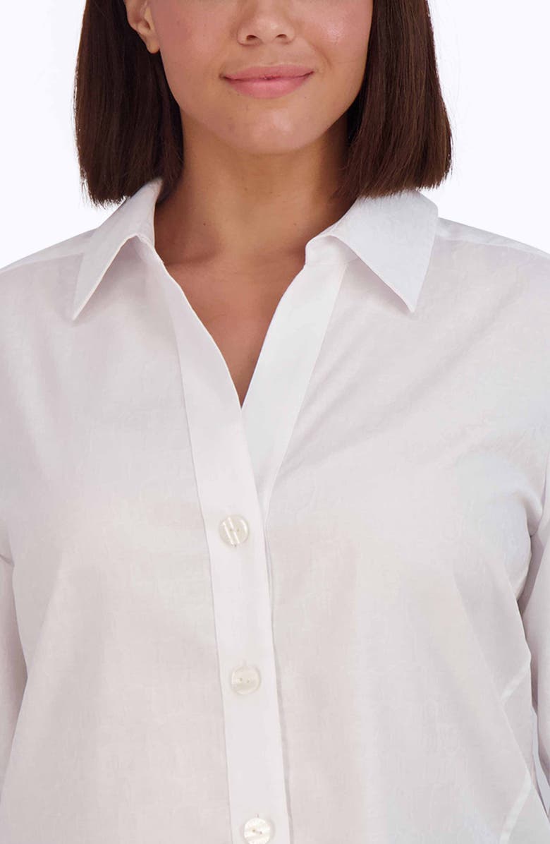 Foxcroft Paityn Croc Jacquard Cotton Blend Button-Up Shirt | Nordstromrack