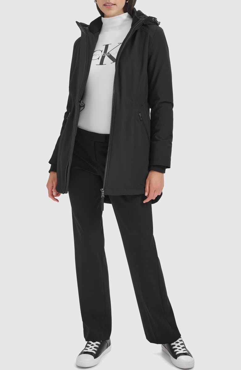 Calvin Klein Flextech Faux Shearling Lined Hooded Jacket | Nordstromrack