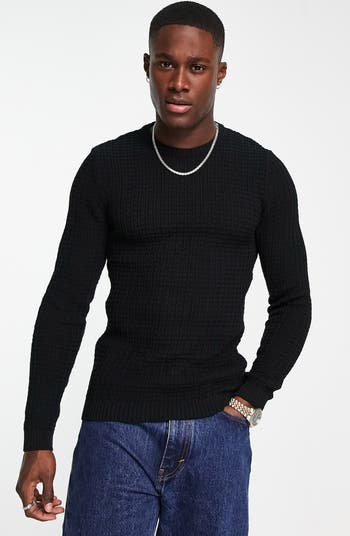 ASOS DESIGN Textured Muscle Fit Sweater | Nordstrom