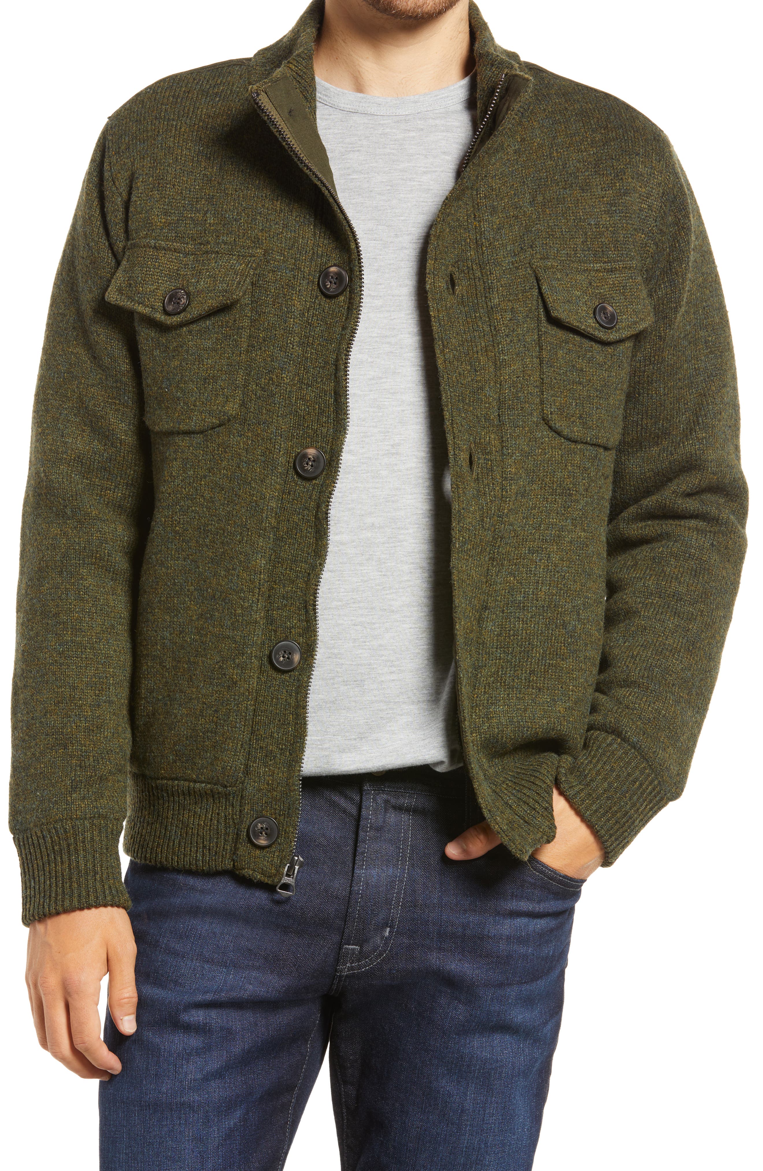 Schott NYC Fleece Lined Wool Blend Knit Jacket | Nordstrom