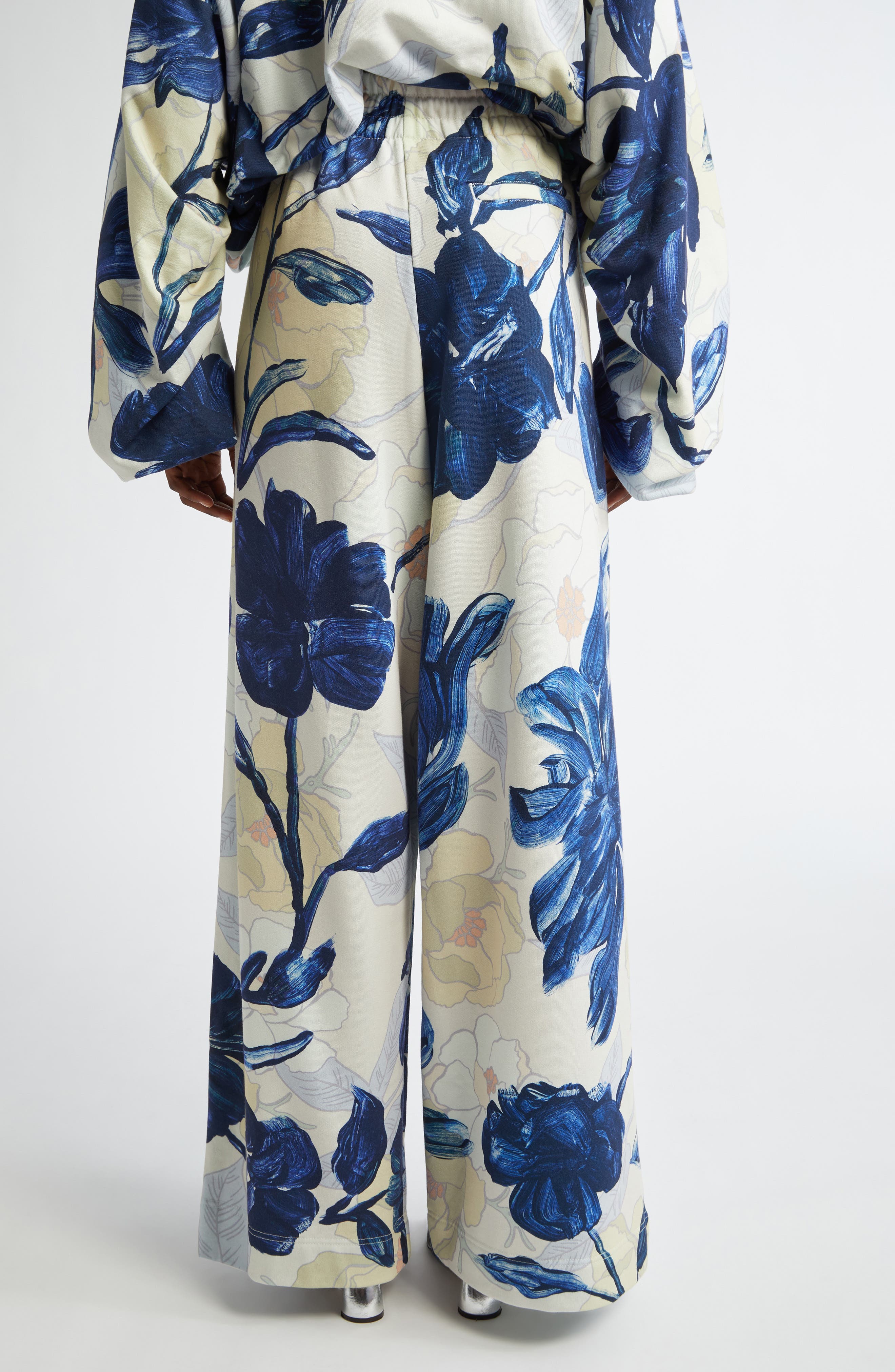 Dries Van Noten Hadium Floral Pleated Cotton Wide Leg Pants | Nordstrom