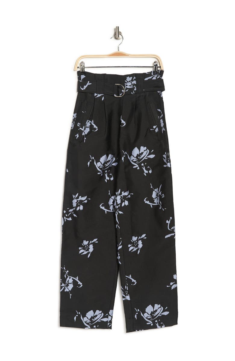 Ganni Belted Paperbag Jacquard Floral Design Pants | Nordstromrack