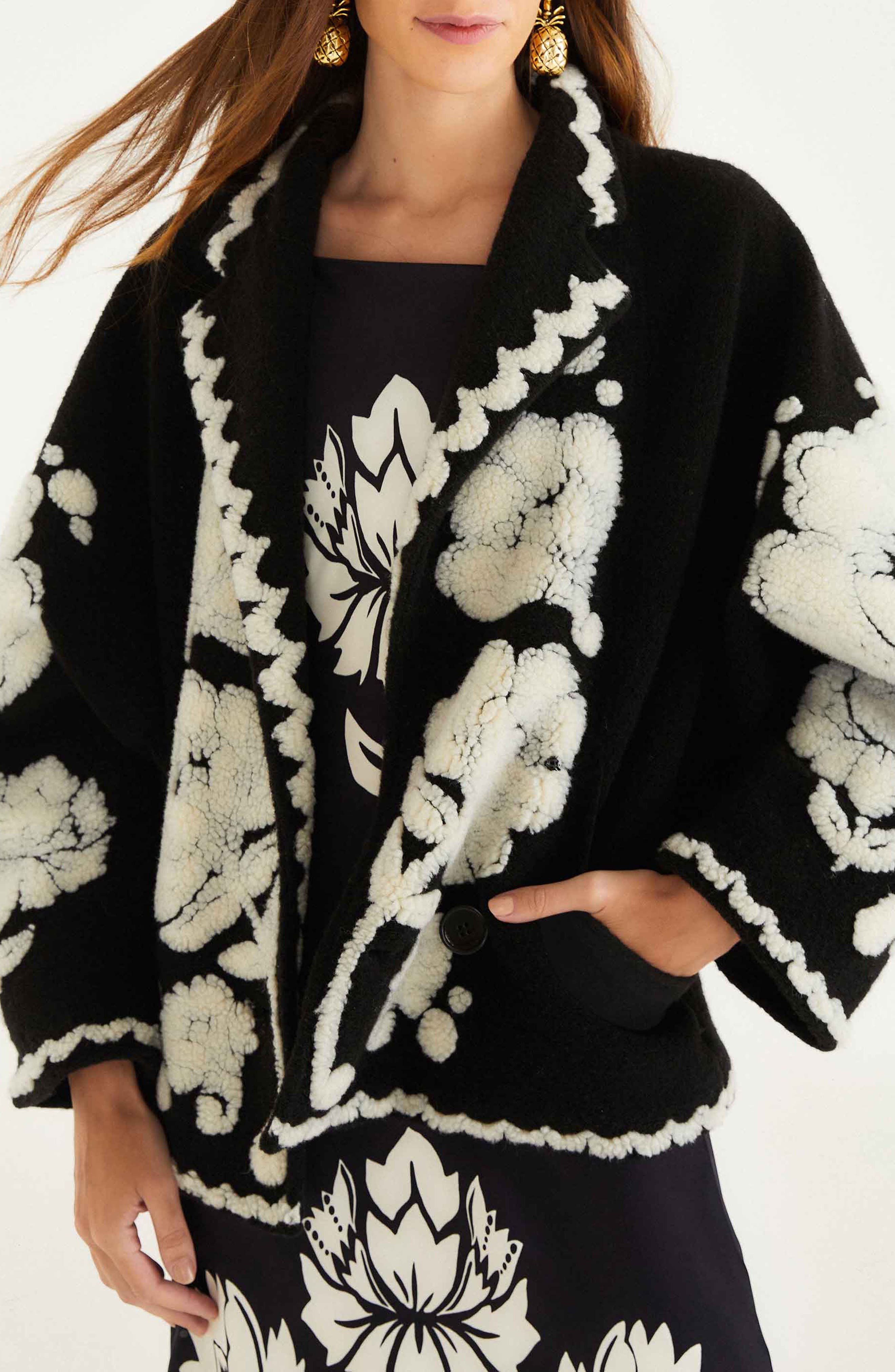 FARM Rio Floral Arabesque High Pile Fleece Jacket | Nordstromrack