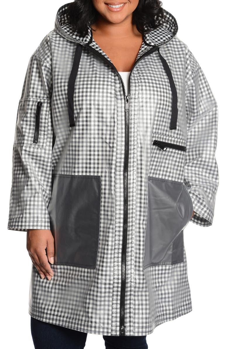 RACHEL Rachel Roy Water Repellent Rubberized Gingham Raincoat ...