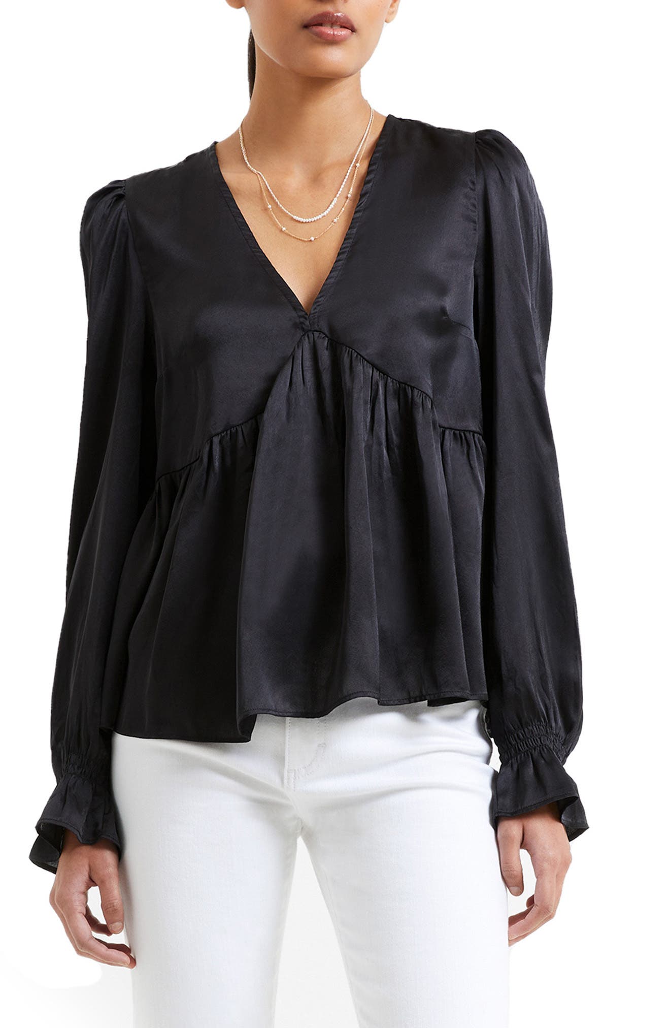 French Connection Inu Long Sleeve Satin Blouse | Nordstromrack