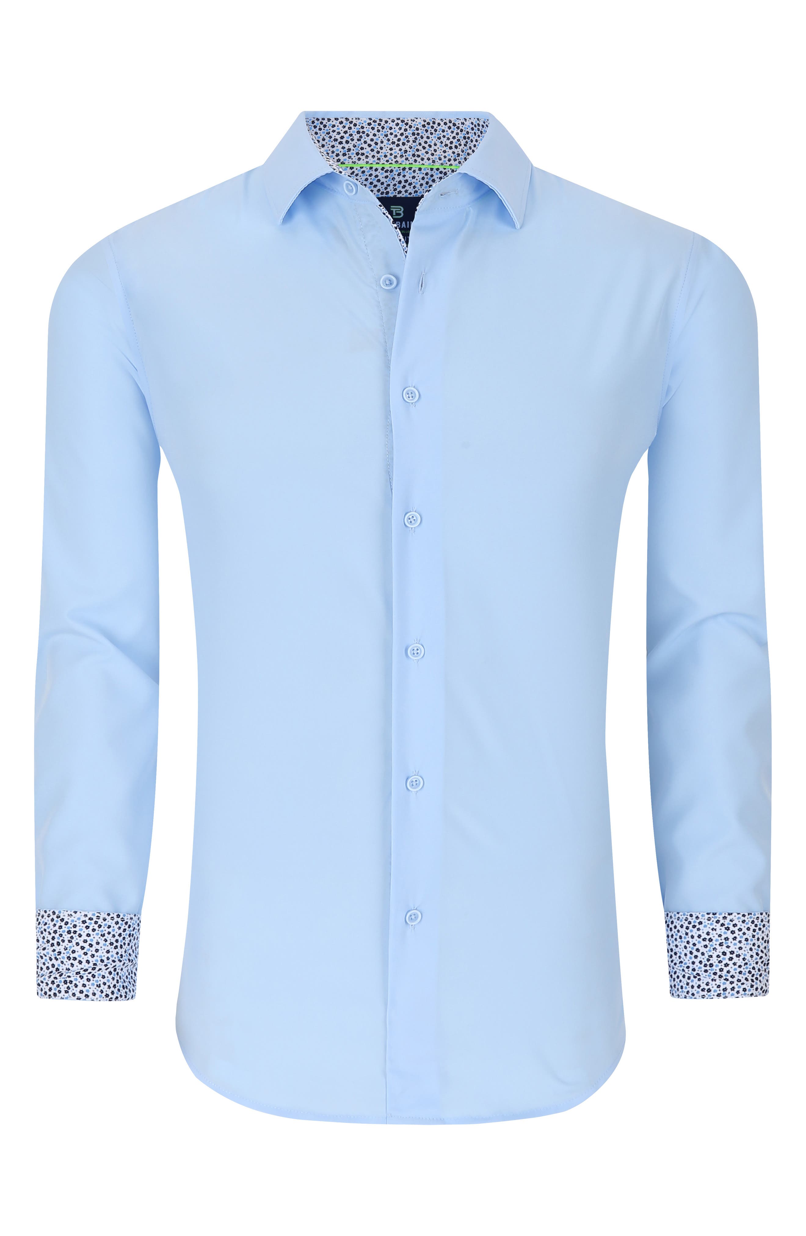 TOM BAINE Slim Fit Performance Stretch Long Sleeve Button Front Shirt ...