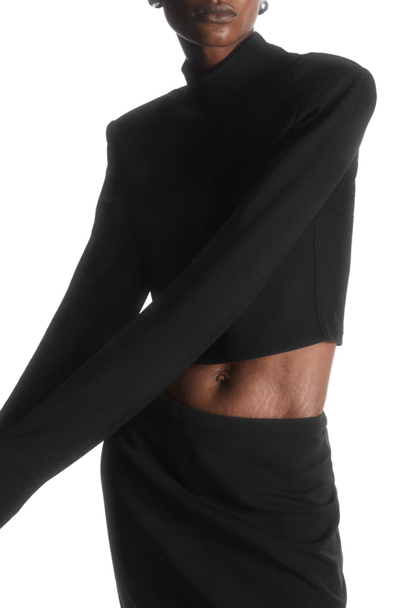 COS Power Shoulder Mock Neck Crop Top | Nordstromrack