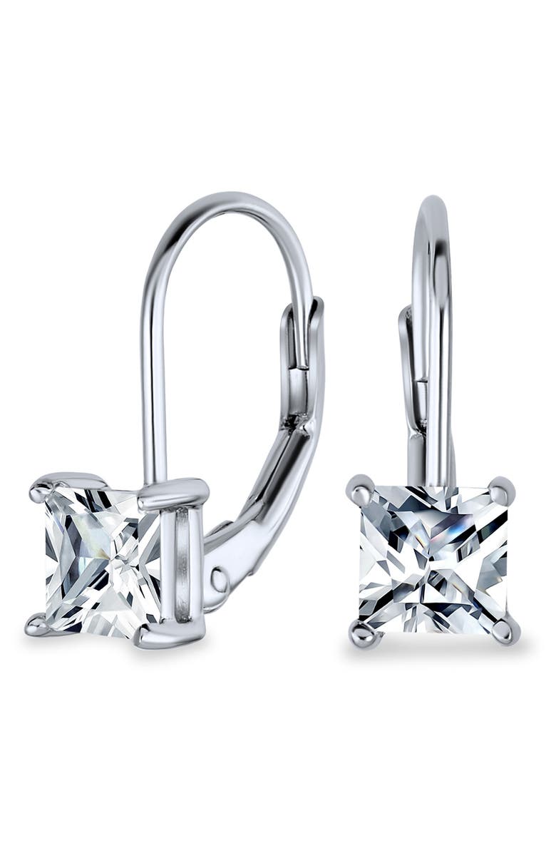 BLING JEWELRY Princess Cut CZ Leverback Earrings | Nordstromrack