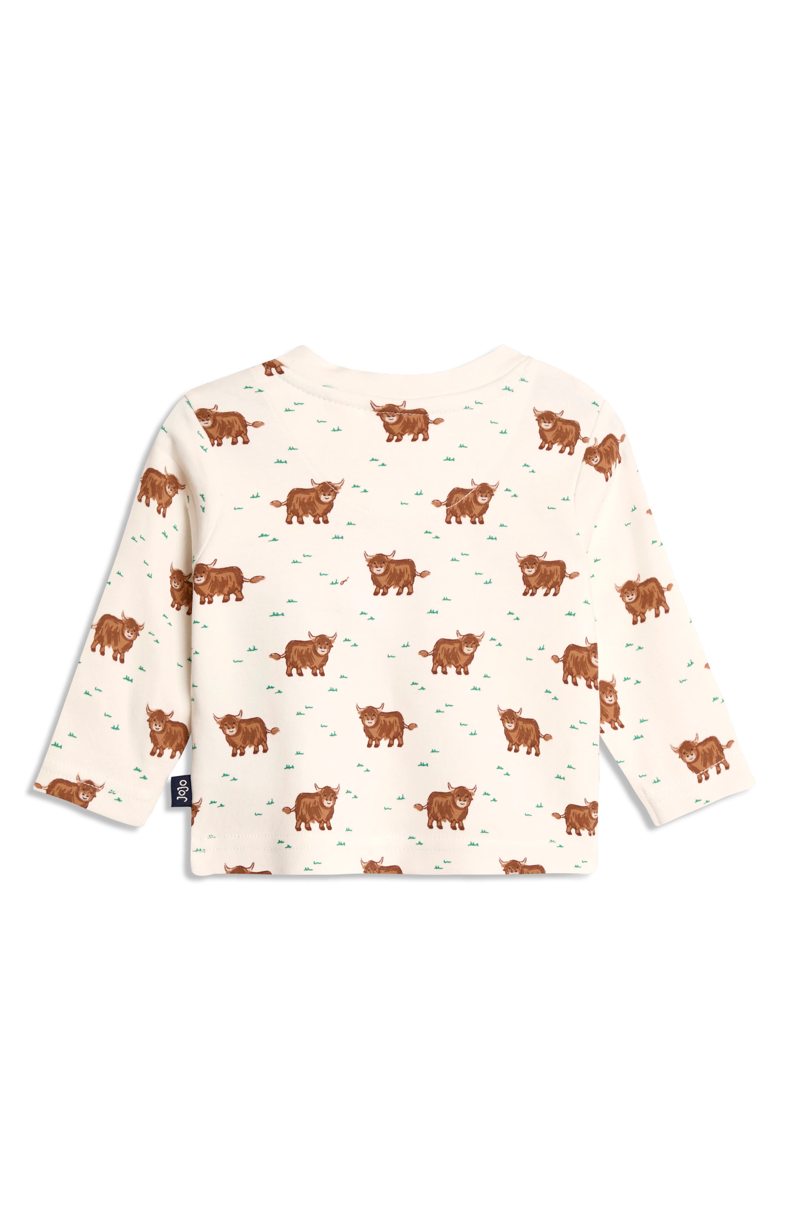 JOJO MAMAN BEBE Highland Cow Print T-Shirt & Appliqué Overalls Set ...