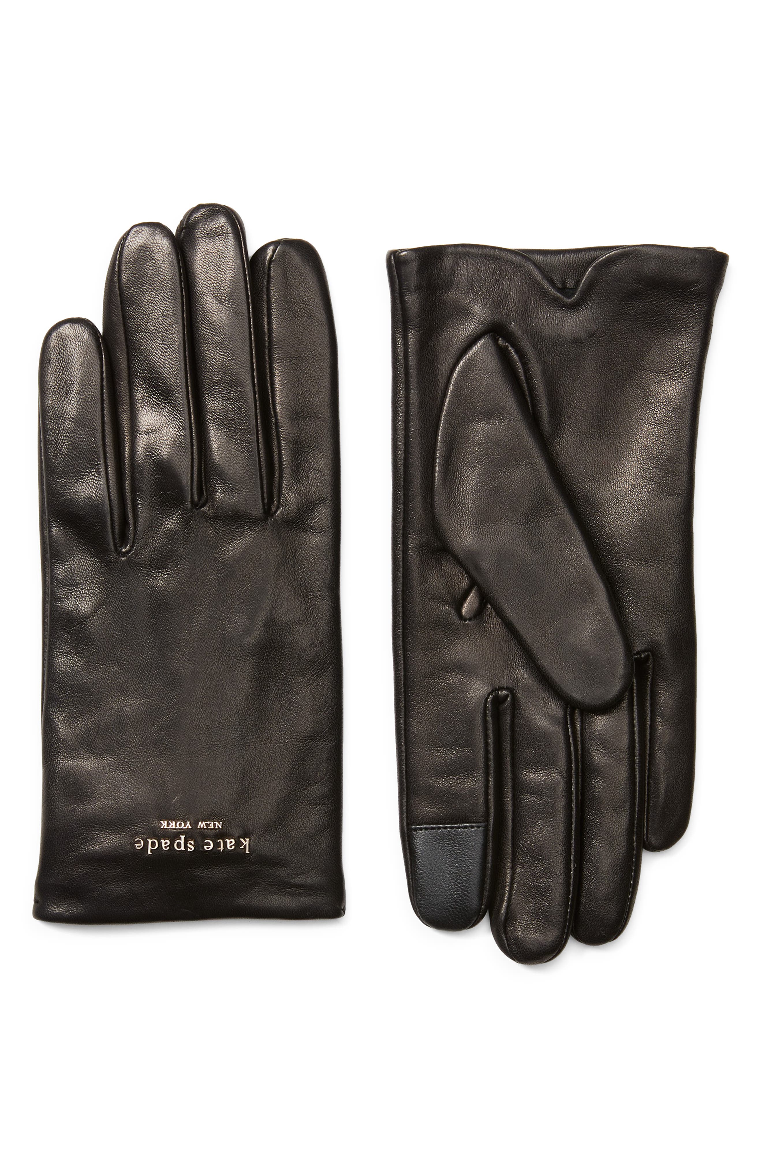 Kate Spade New York floating logo leather gloves | Nordstromrack