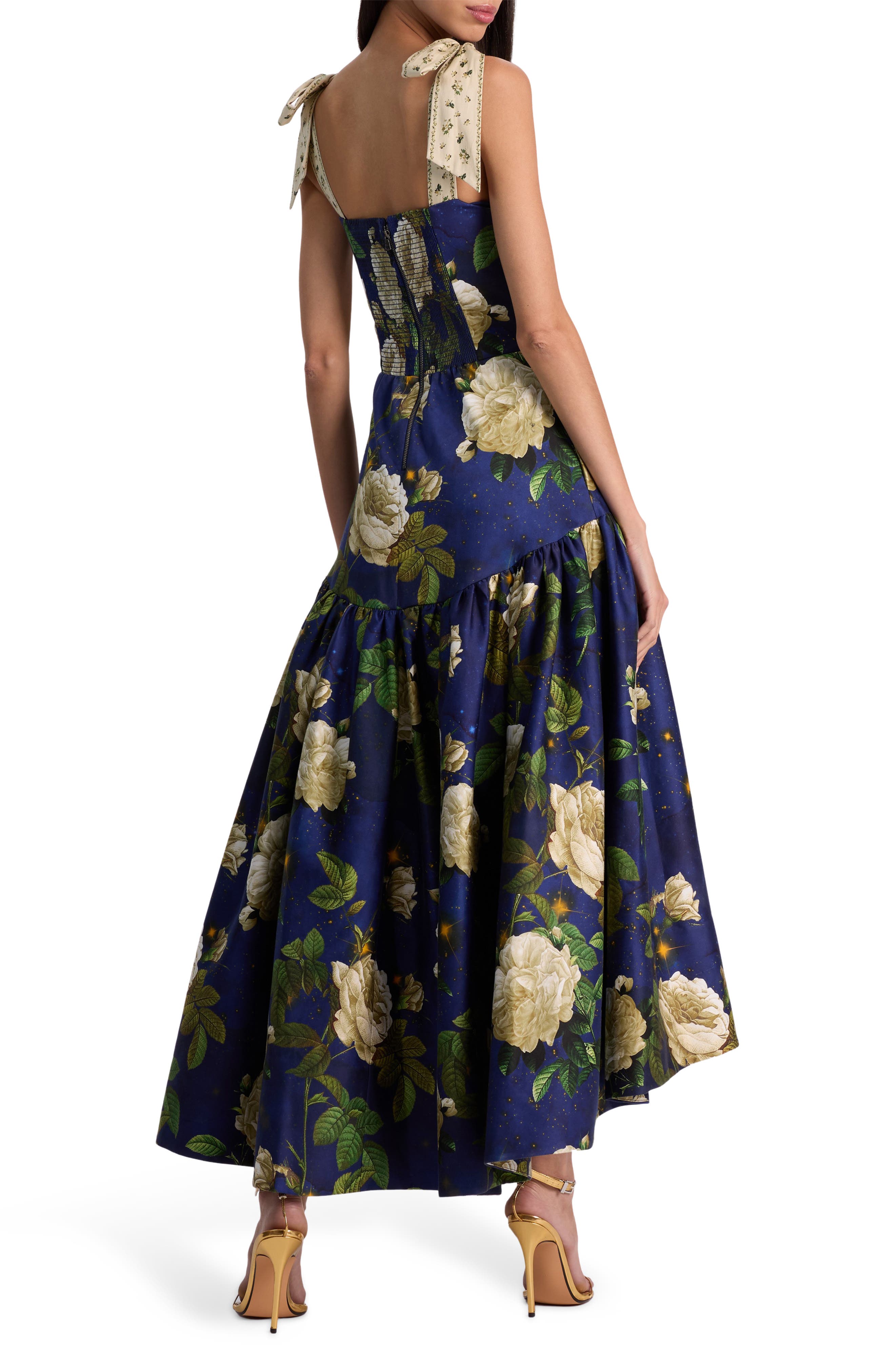 Alice + Olivia Rosalee Tie Strap Corset Stretch Cotton High-Low Dress ...