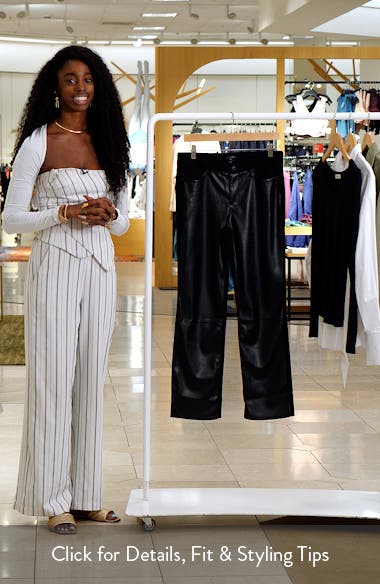 NYDJ Marilyn Straight Leg Mixed Media Faux Leather Pants | Nordstrom