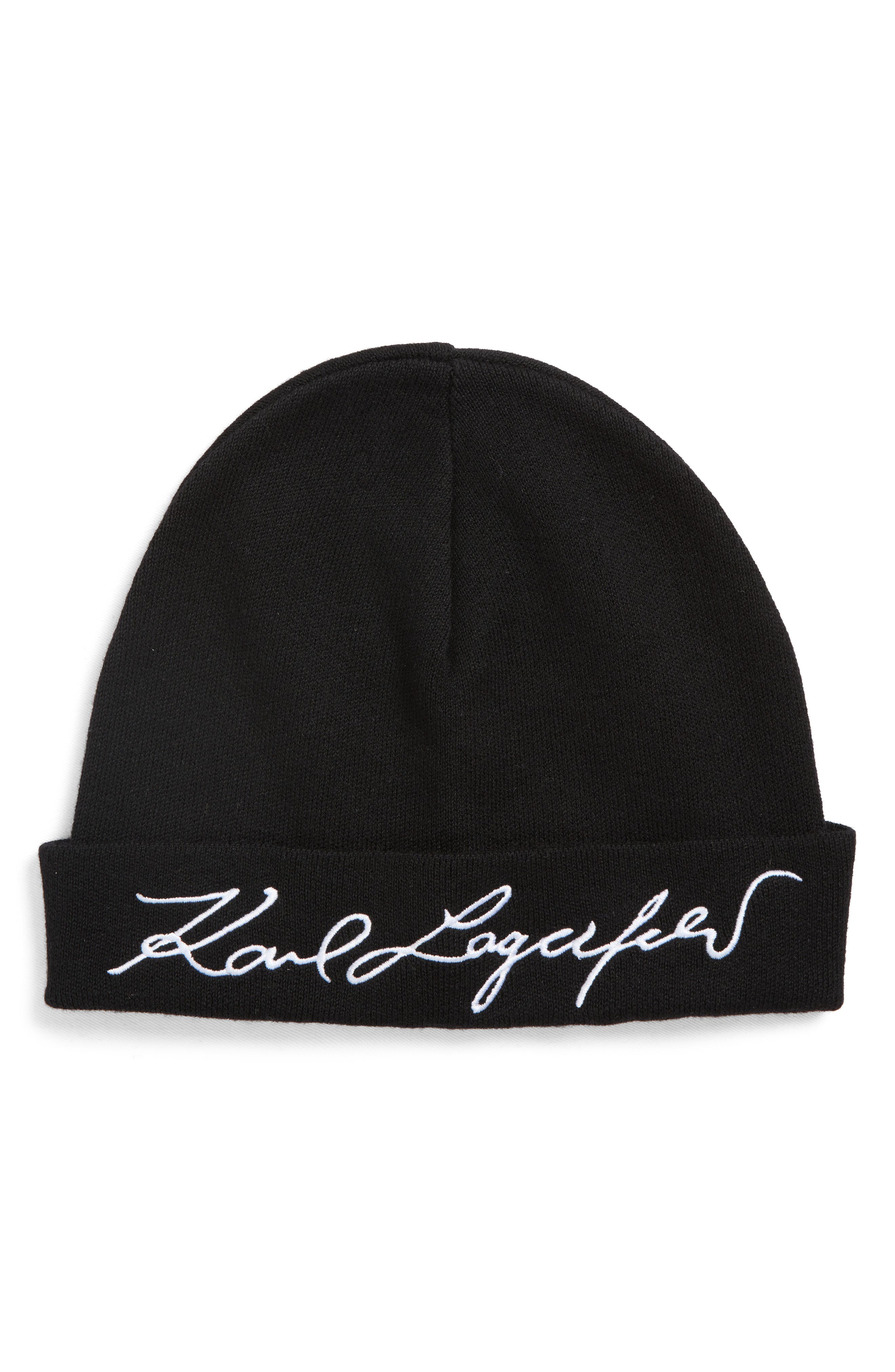 KARL LAGERFELD PARIS Embroidered Logo Beanie | Nordstromrack