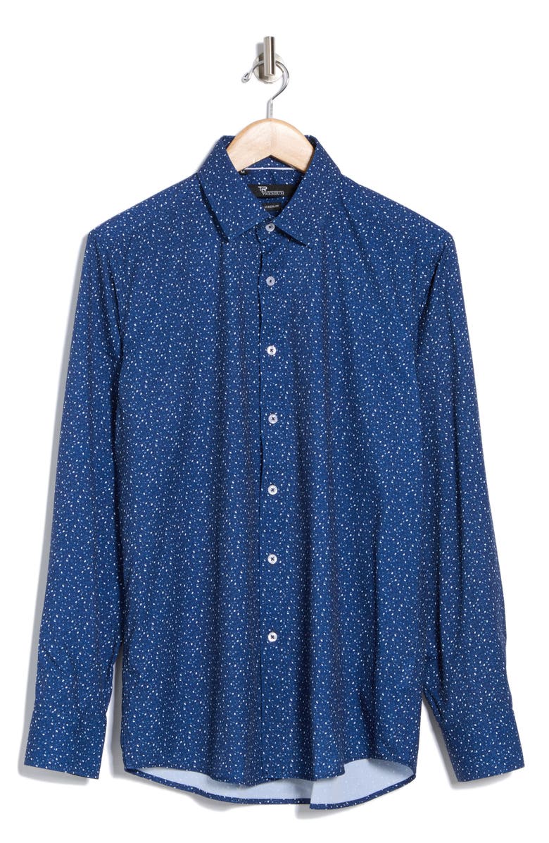 T.R. PREMIUM Speckled Print Stretch Button-Up Shirt | Nordstromrack