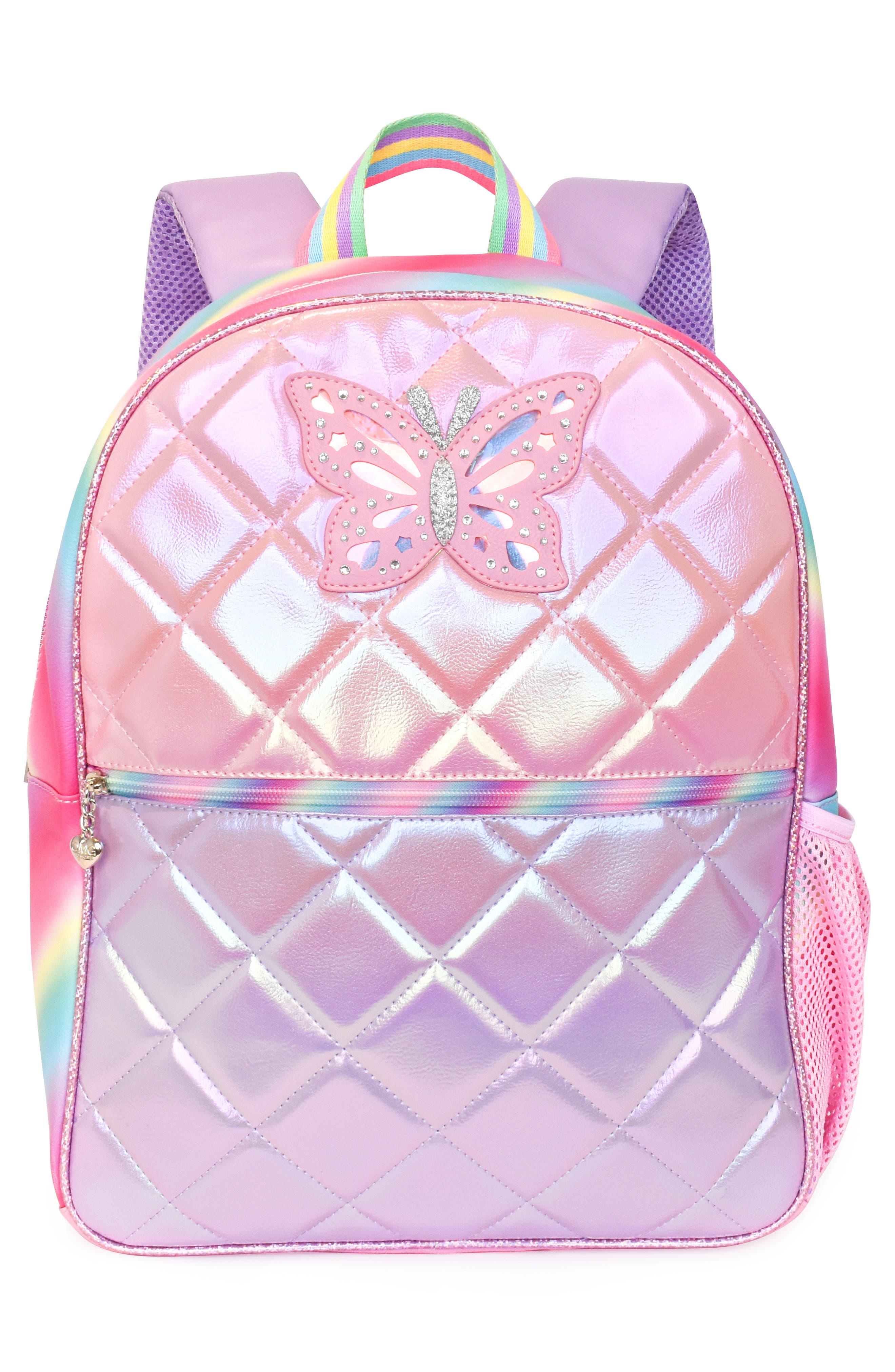 OMG Accessories Kids' Quilted Butterfly Backpack & Stuff Pouch Set ...