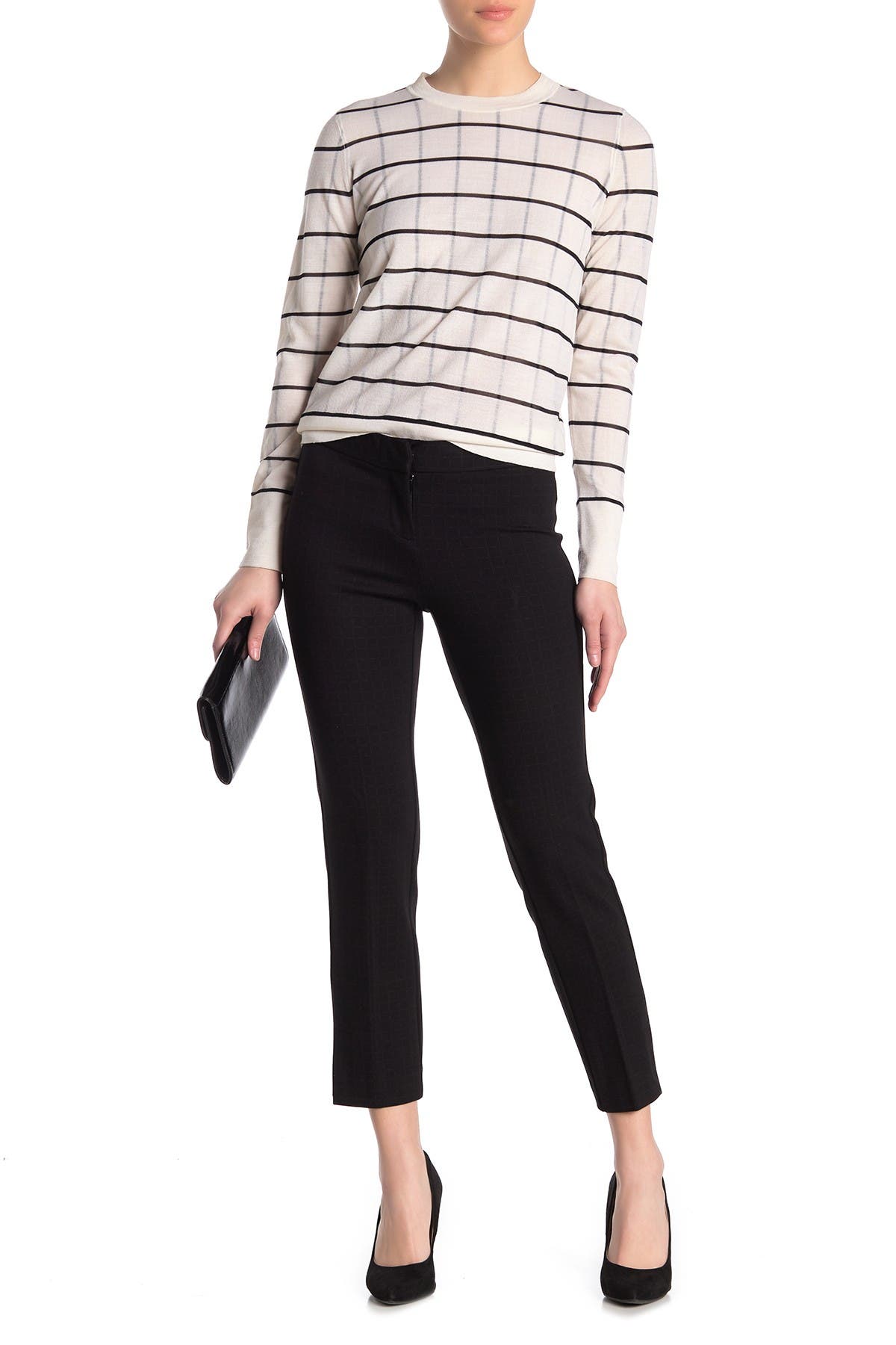 Amanda & Chelsea Hannah Grid Print Ponte Knit Vented Crop Pants ...
