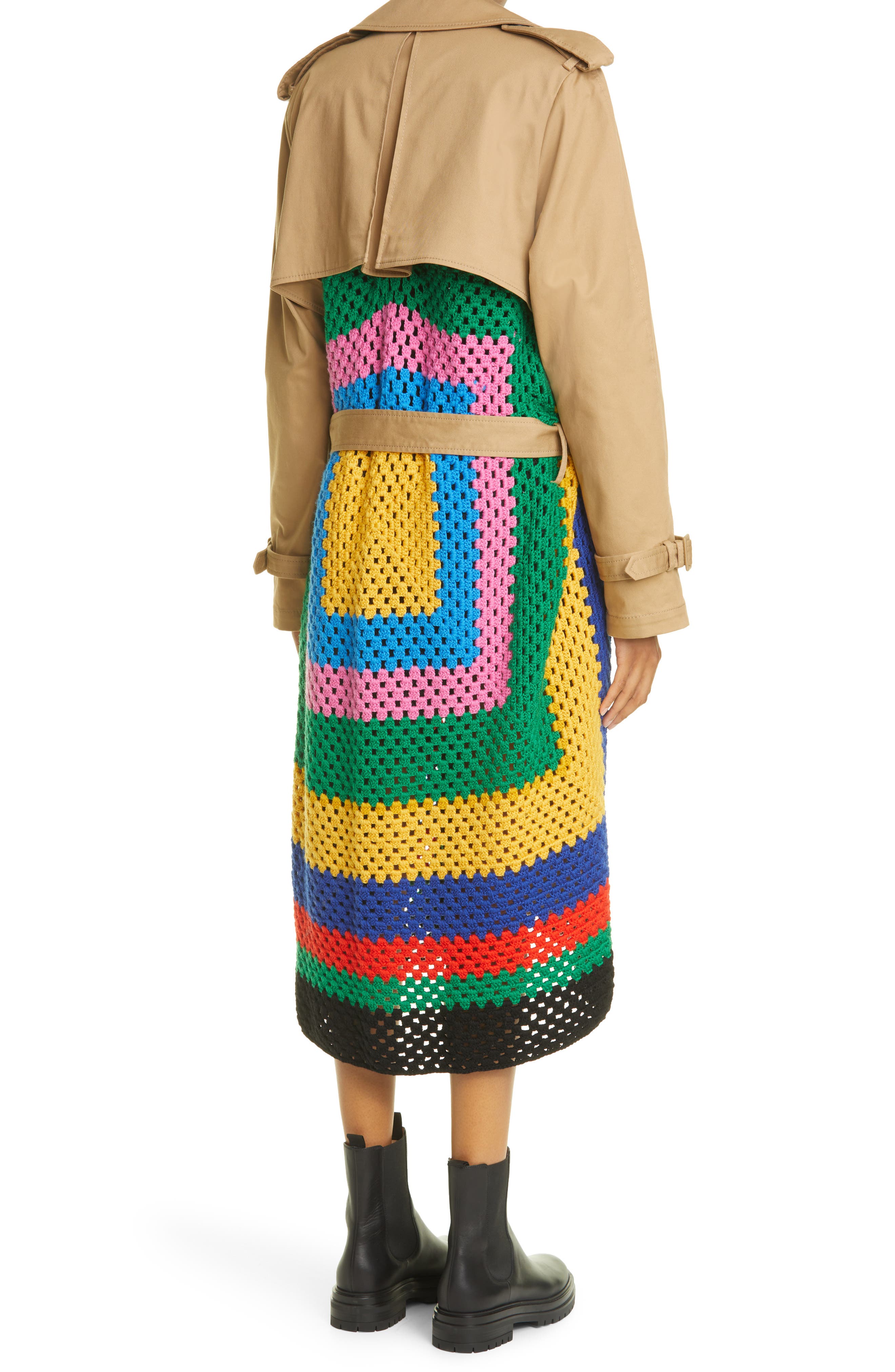 MONSE Crochet Inset Trench Coat | Nordstrom