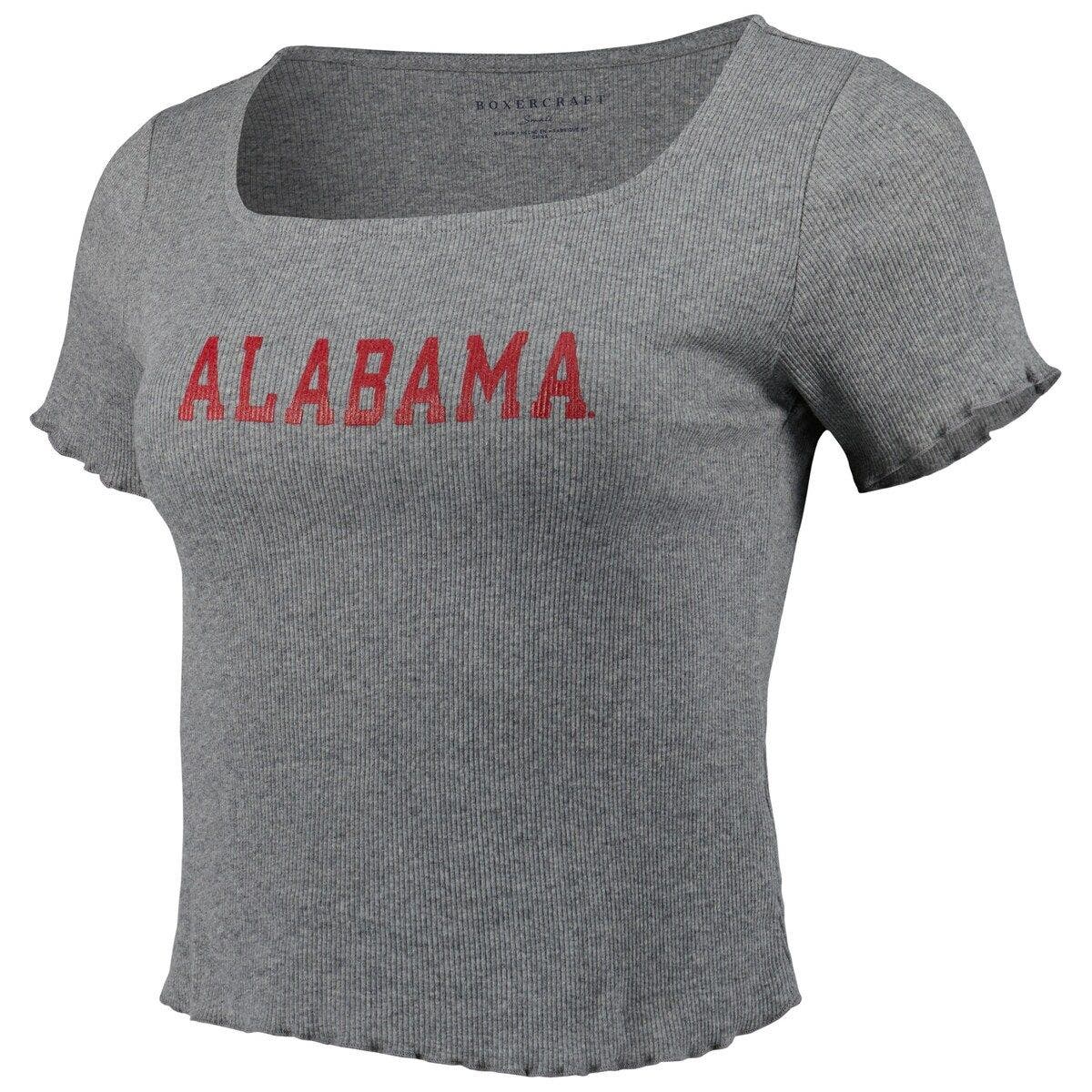 BOXERCRAFT Women's Gray Alabama Crimson Tide Baby Rib Lettuce-Edge Trim ...