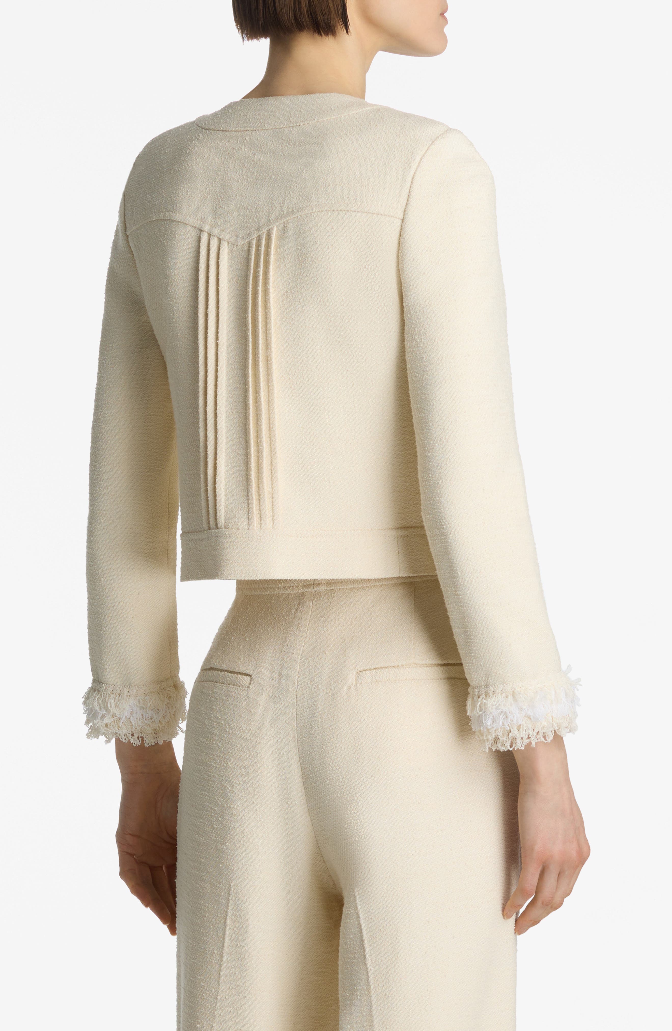 St. John Collection Tonal Tweed Fringe Jacket | Nordstrom