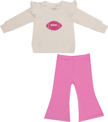 Angel Dear Football Waffle Ruffle Sweatshirt & Flare Leggings Set ...