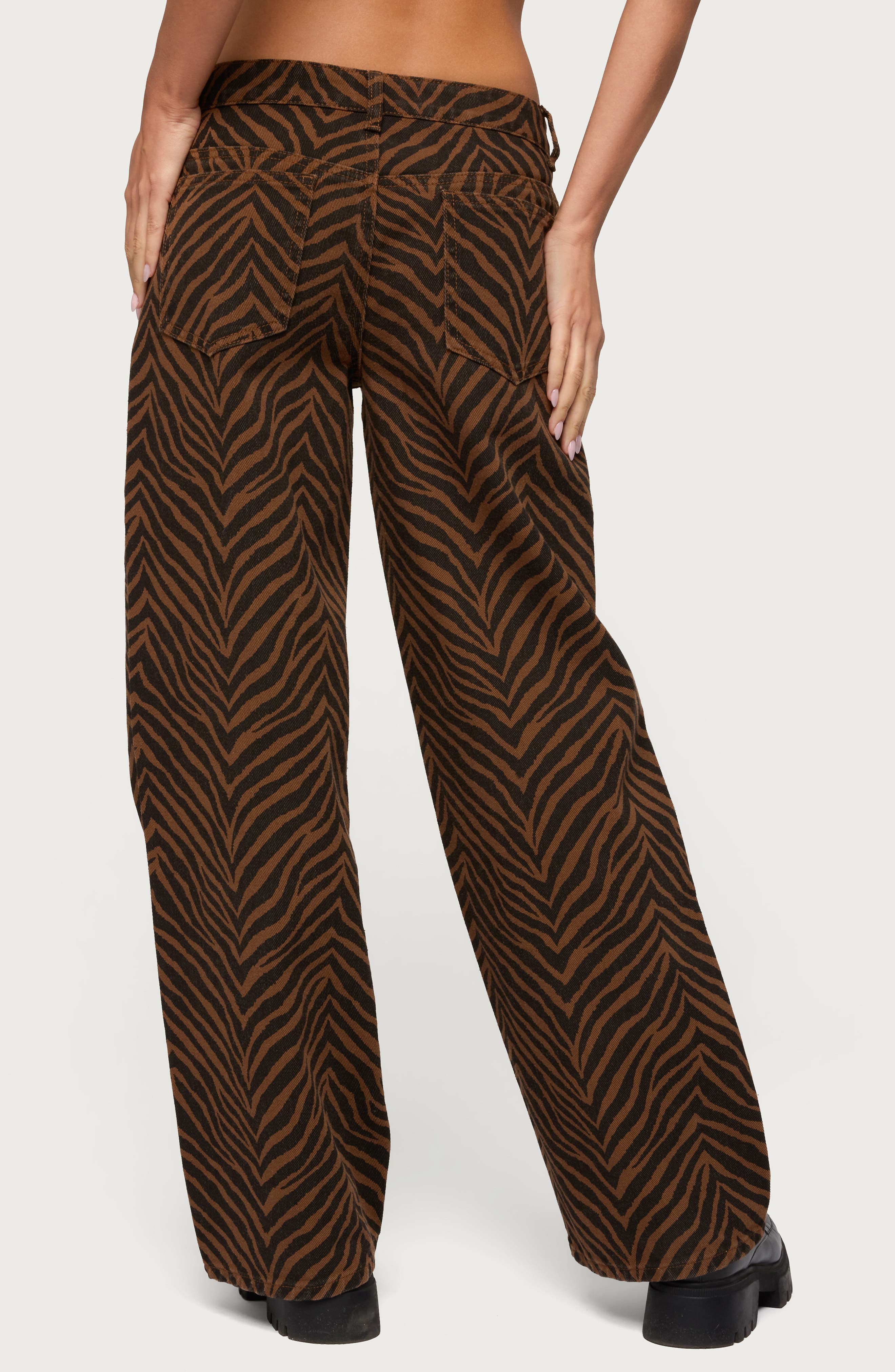 EDIKTED Zebra Print Baggy Straight Leg Jeans | Nordstrom