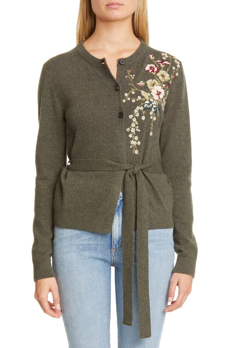 Brock Collection Floral Embroidered Wool & Cashmere Cardigan | Nordstrom
